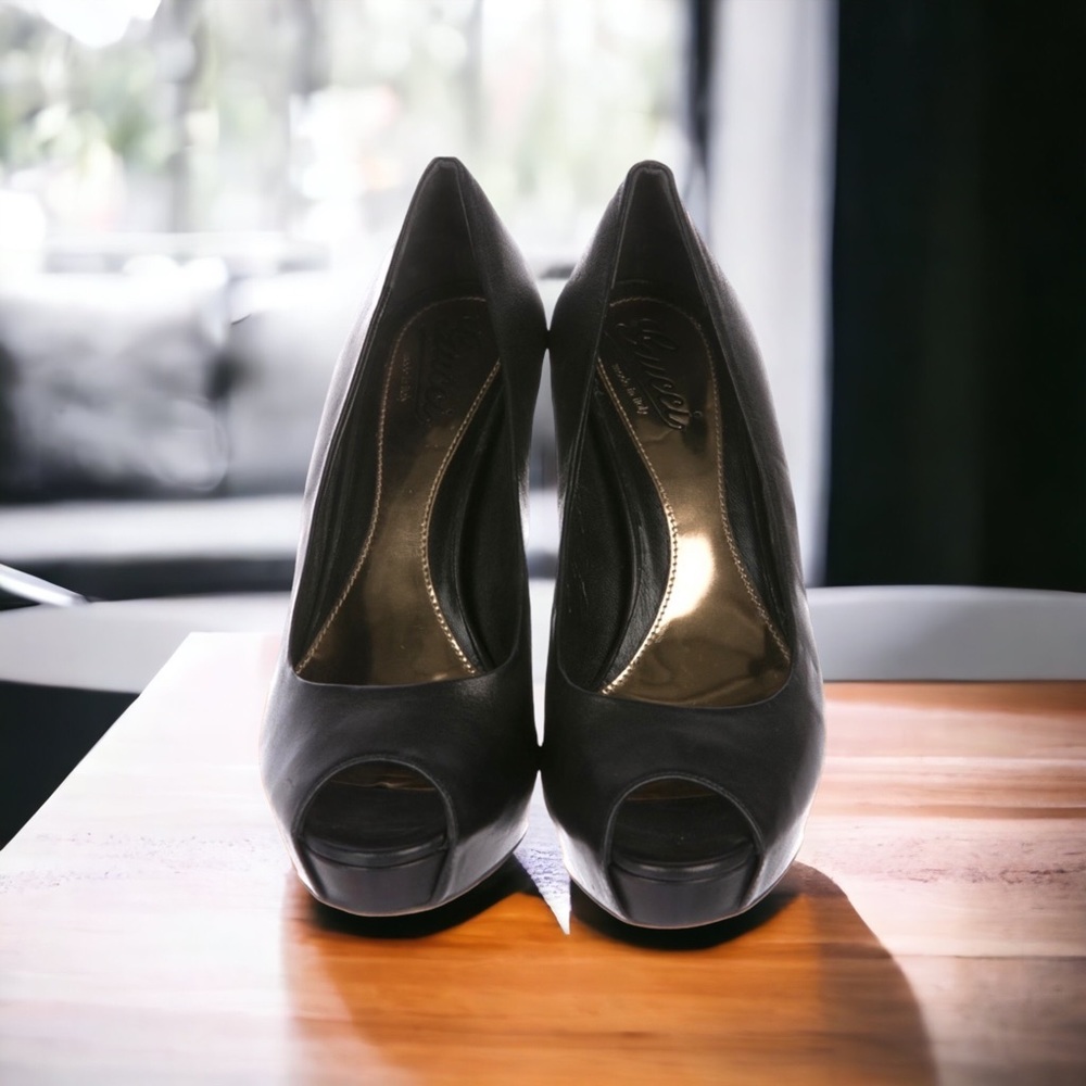 Gucci: “Betty” Peep Toe Platform Stiletto Heels - Gem